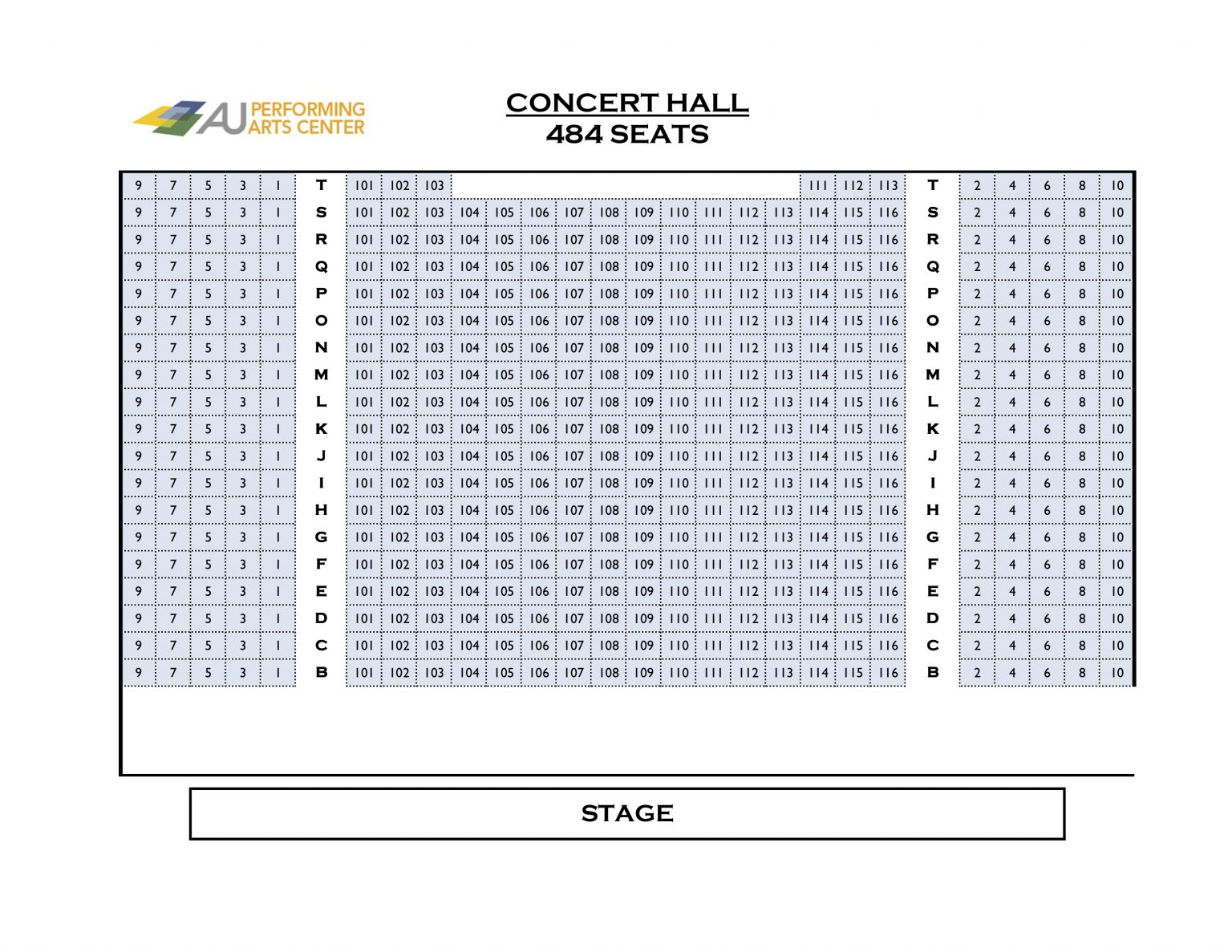 Seating Charts | Performing Arts Center | Adelphi University